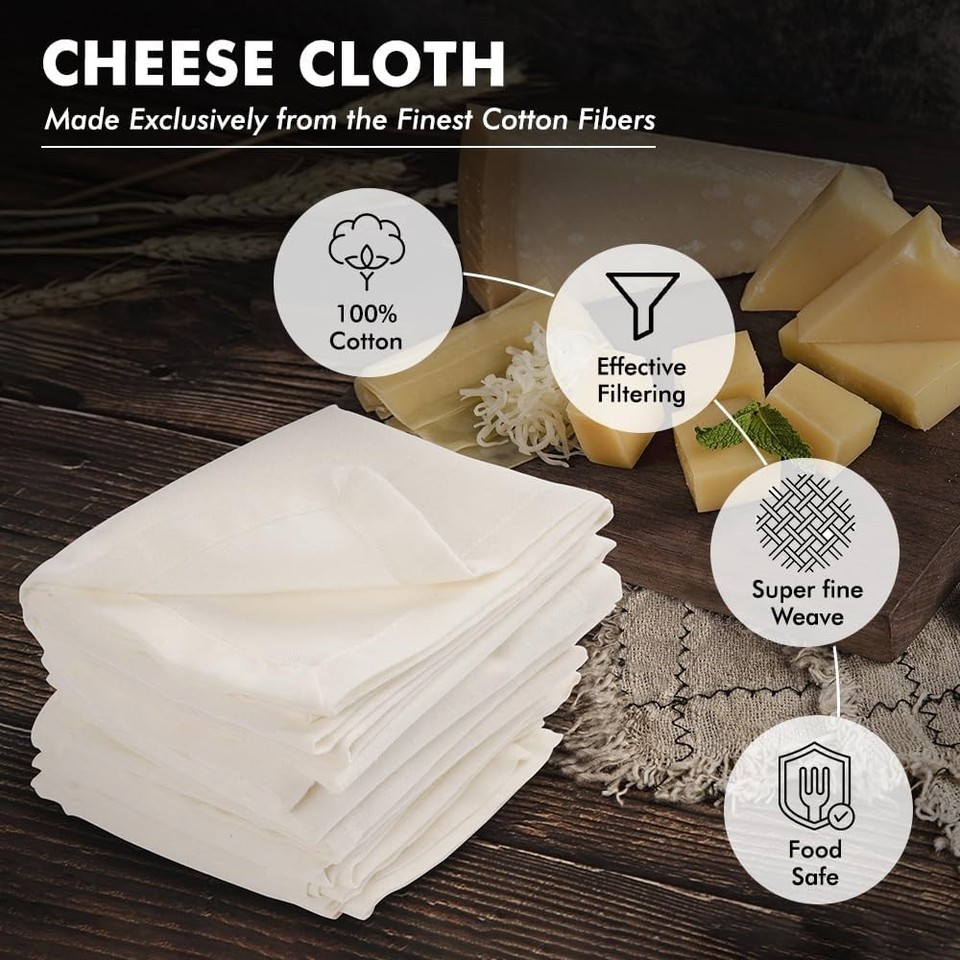12 Pcs CheeseCloths | Grade 100 Cheesecloth for Straining Cheese ...