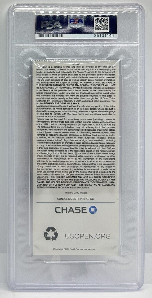 Venus Williams Signed 2015 US Open Ticket Stub Vs. Serena Autographed ...