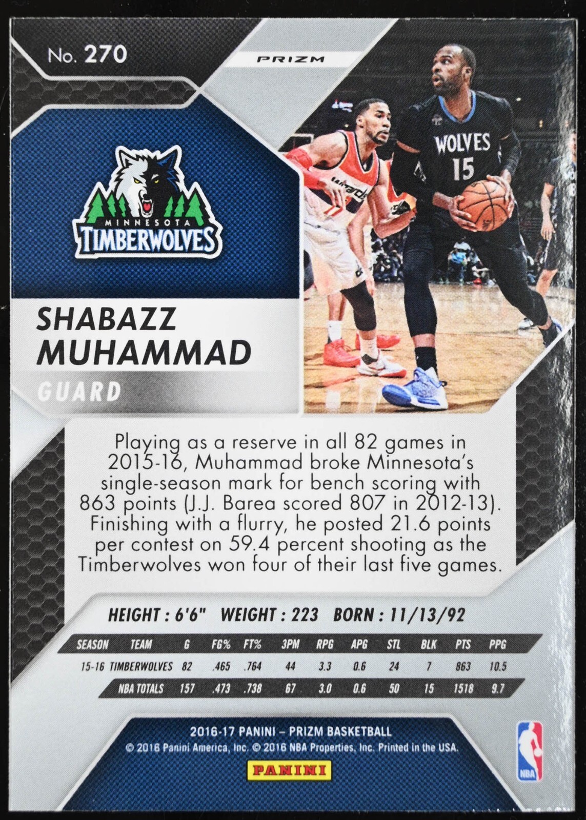2016-17 Panini Prizm - Ruby Wave Prizm #270 Shabazz Muhammad for sale ...