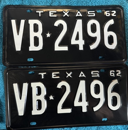 1962 TEXAS PASS LICENSE PLATES , 62 YEARS OLD, OBSOLETE , NEVER MOUNTED ...
