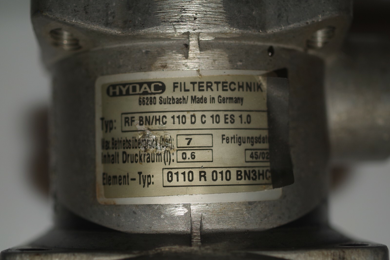 Hydac Hydraulikfilter RF BN/HC 110 D C ES1.0 Gebraucht/ Used | eBay