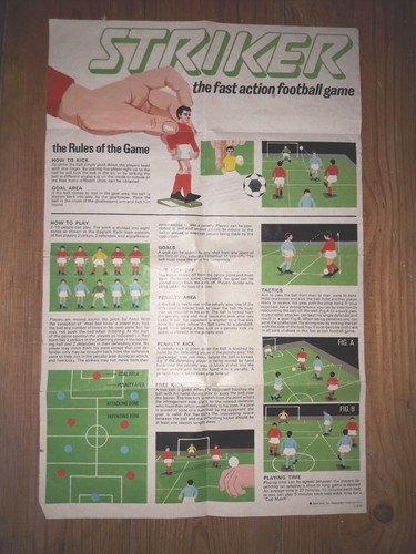 Vintage STRIKER - The Fast Action Football Game - Original Instructions ...