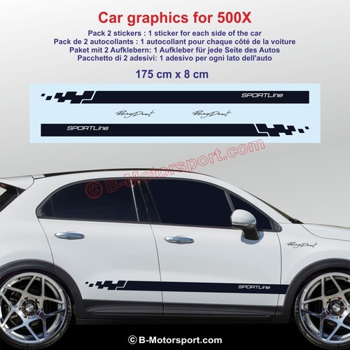Autocollant SPORTLINE compatible FIAT 500X 500 X sticker bande latérale ...