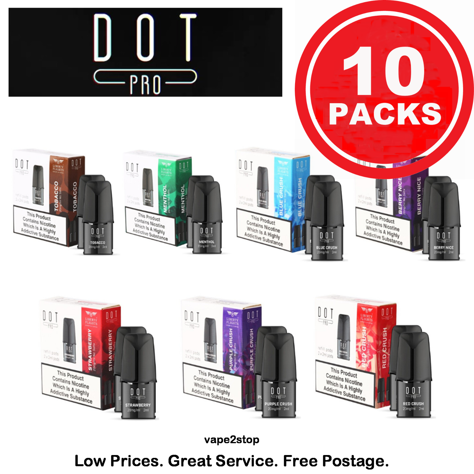 DOT PRO Vape Pod Refills x 10 PACKS UK Stock We Stock Every Flavour and ...