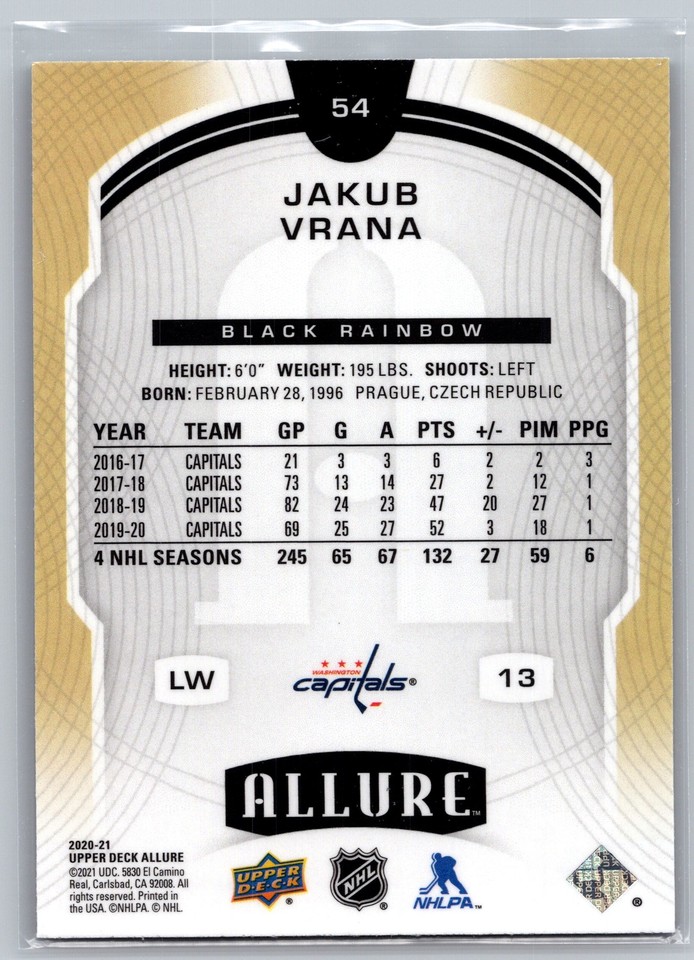 2020 Allure Jakub Vrana Black Rainbow #54 Washington Capitals | eBay
