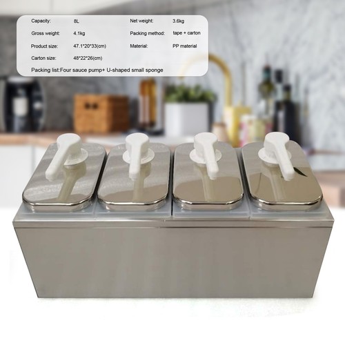 8L Buffet Sauce Dispenser Condiment Pump Station Stainless Steel Body 4 ...