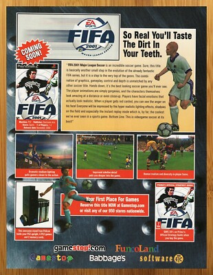 2001 FIFA 01 Print Ad/Poster Funcoland Official Soccer Video Game Promo ...