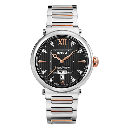 DOXA Men's Automatic Stainless Steel Black Dial Waterproof Watch D124SBDW | eBay