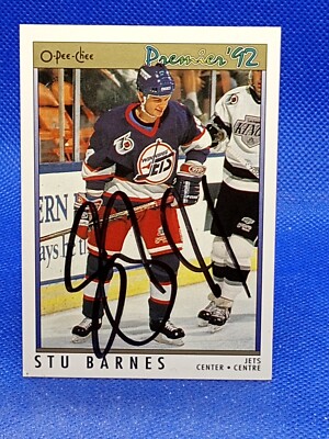 AUTOGRAPH AUTO Panthers Penguins Jets Sabres Stu Barnes #109 1992 O-Pee ...