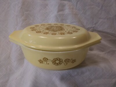 PYREX 043 YELLOW KIMCHEE PATTERN WITH LID OVAL BAKING DISH CASSEROLE | eBay