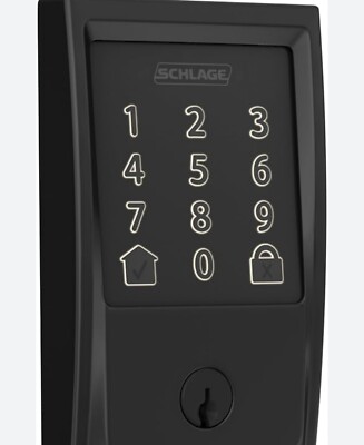 Schlage Encode Smart WiFi Deadbolt with Century Trim in Matte Black ...