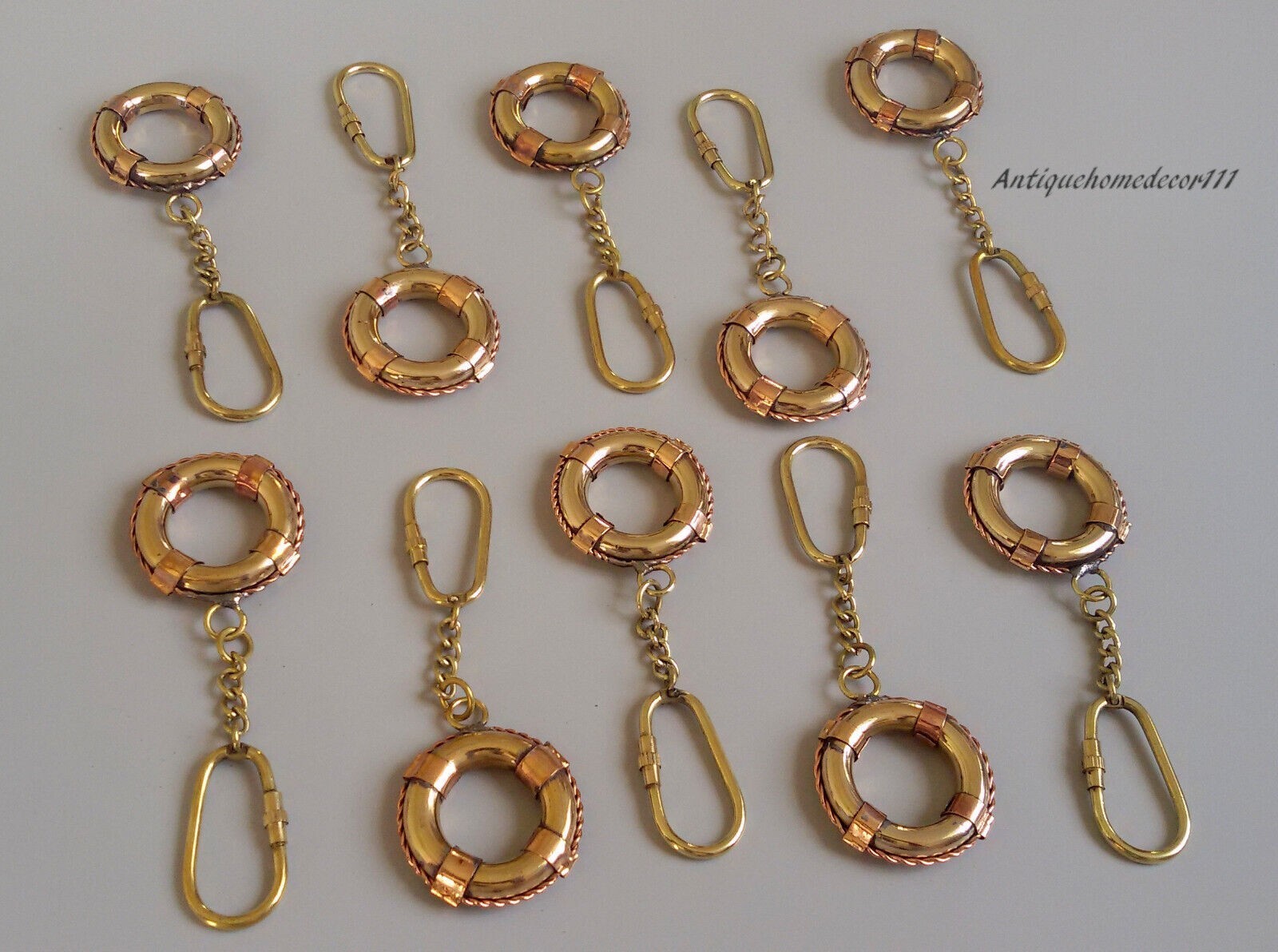 Nautical Brass & Copper life saver ship Key Chain Marine Key Ring Lot ...