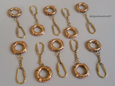 Nautical Brass & Copper life saver ship Key Chain Marine Key Ring Lot ...