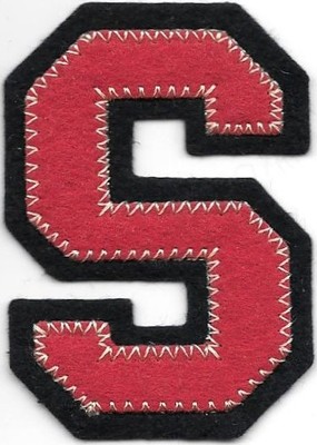 1 3/4" x 2 1/2" Red Dark Navy Blue Block Letterman's Letter S Felt ...
