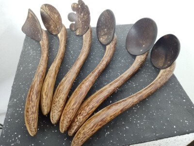 Kitchen Tool Handmade 6 Pcs Set Coconut shell Spoon Cooking 100% ...
