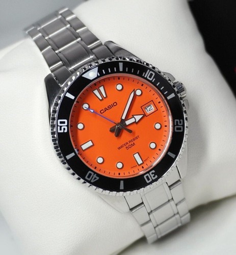 Casio MDV-10D-4A1 Duro Orange Analog Rotating Bezel Small Size 38mm ...