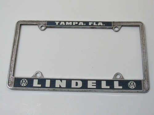 RARE LINDELL VOLKSWAGEN TAMPA FLORIDA EMBOSSED METAL LICENSE PLATE ...