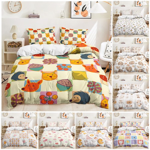 Cartoon Animals Bunny Fox Hedgehog Children’s Room Doona Duvet Quilt ...