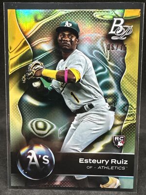 Esteury Ruiz #/75_2023 Bowman Platinum Rookie Platinum Bar Foil #91 ...