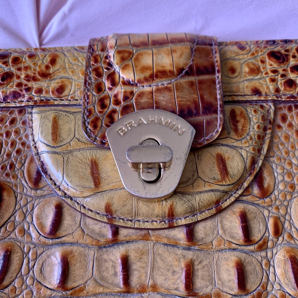 Vintage Limited Edition BRAHMIN TOASTED ALMOND Italian Leather Handbag ...