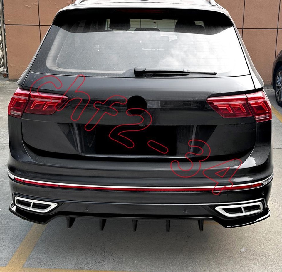 For Volkswagen Tiguan R-Line 2021-2024 Gloss Black Rear Bumper Diffuser ...