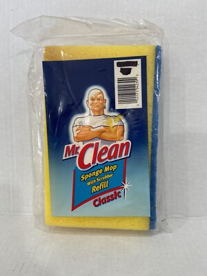 Mr. Clean Sponge Mop Refill Scrubber Fits #4130 Yellow Snap On Snap Off ...