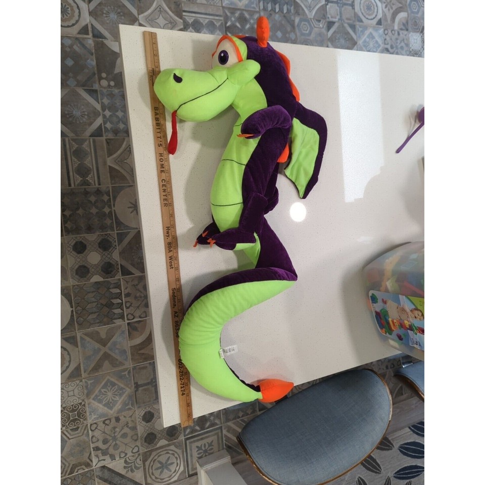 Plush Dragon Neon Green Purple Classic Toy Company Stuffed Animal 36 ...