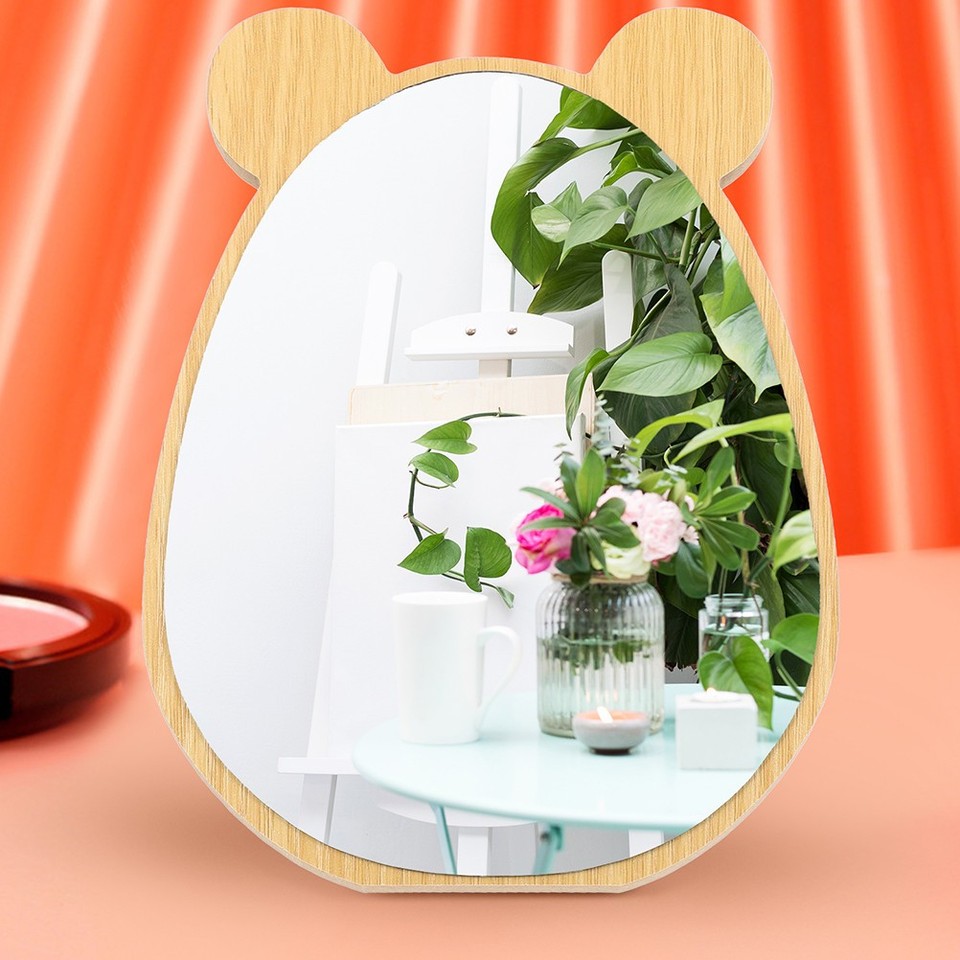 2 Sets Desktop Mirror Wooden Mirror with Stand Decorative Makeup Mirror ...