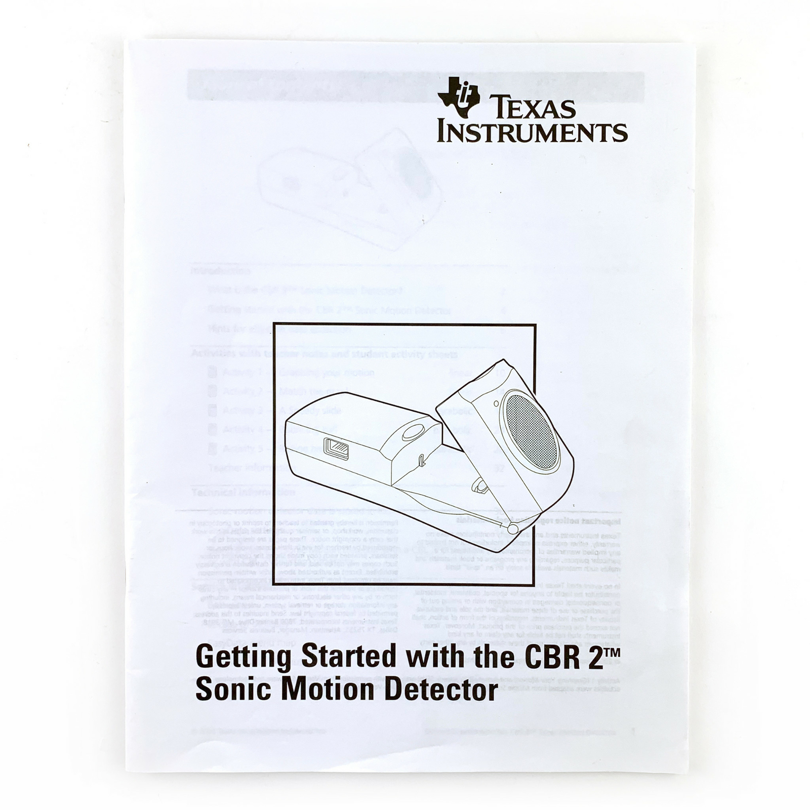 Original Manual for Texas Instruments TI CBR 2 Sonic Motion Detector | eBay