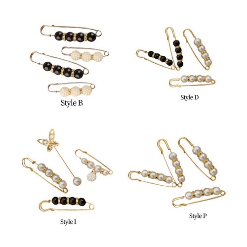 4x Fashion Women Pearl Brooch Waistband Waist Pins for Shawl, Collar ...