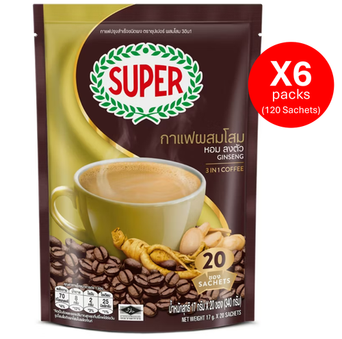 Ginseng Brand SUPER COFFEE Instant Mix 3 in 1 Plus 20 Sachet ...