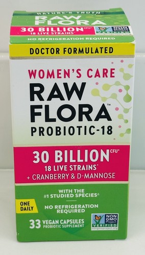 WOMENS CARE RAW FLORA PROBIOTIC-18 (30 BILLION) 33 Capsules EXP - 12/ ...