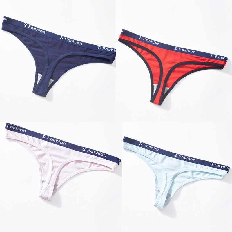 4 Pack Lot Womens Sexy Cotton Thong G string Panties Bikinis Underwear ...