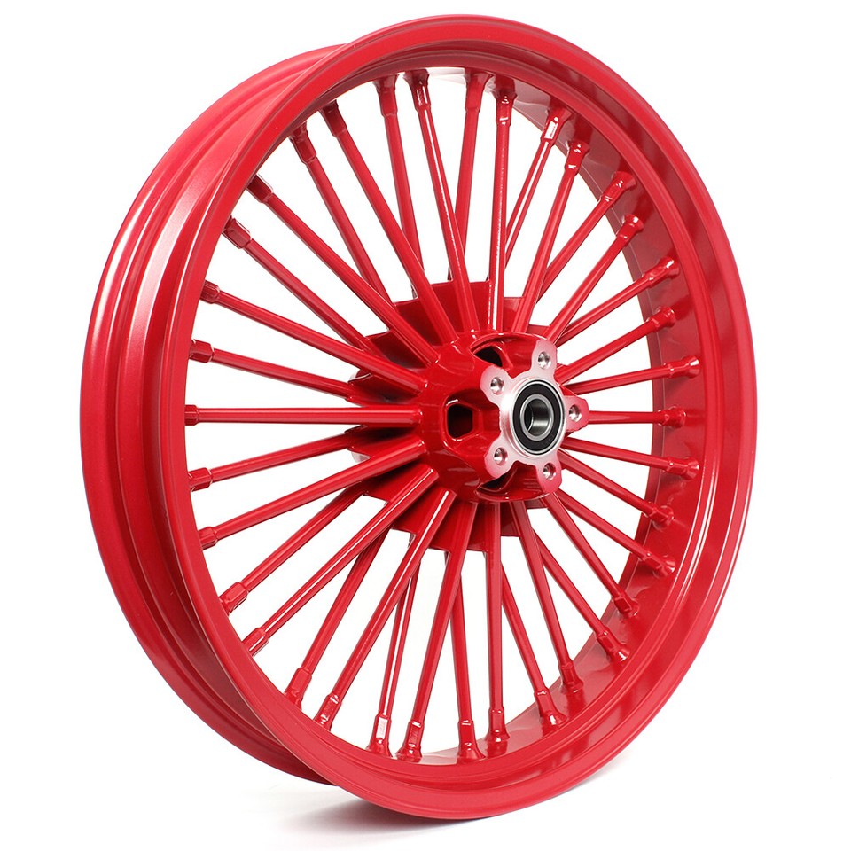 21x3.5 18x5.5 Fat Spoke Wheels Rims Set Red for Harley Softail Fatboy ...