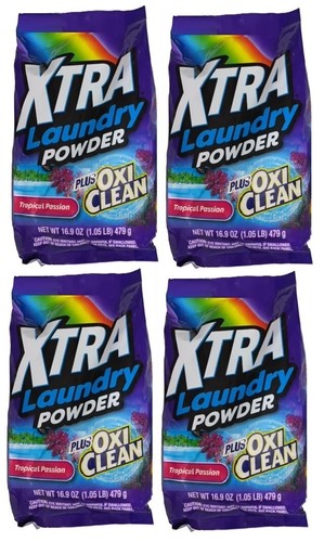 4 Pack- XTRA Plus OxiClean Laundry Powder Detergent, Tropical Passion ...