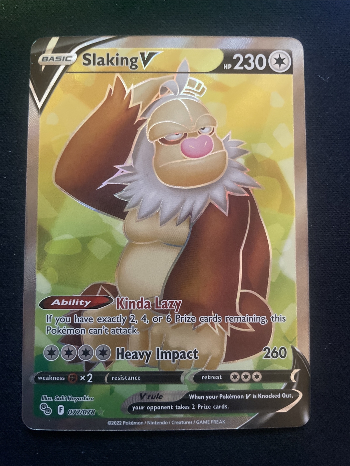 Slaking V 077/078 Pokemon GO Full Art Ultra Rare Pokemon Card Mint NM ...