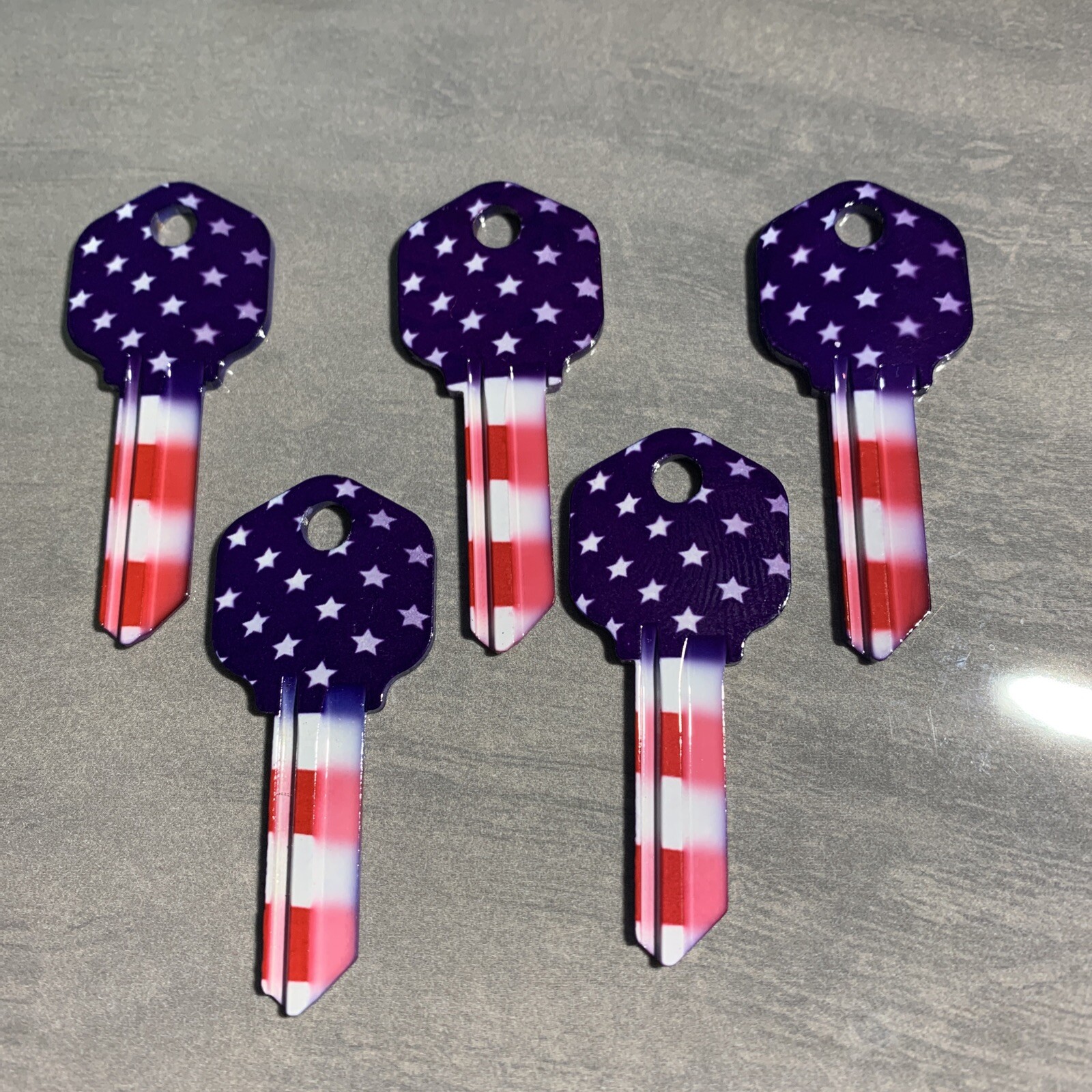 5X-PATRIOTIC STARS &TRIPES US FLAG KEYS Uncut NEW House Key Blanks ...