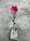 22" Handmade All Recycled Welded Metal Pink Rose Flower Rock Garden ...