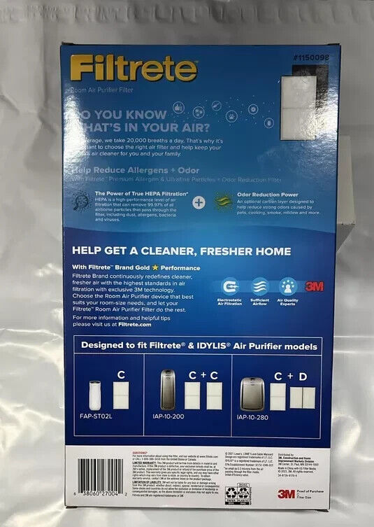3M Filtrete Size C Filter True HEPA Filtration #1150098 New In Box | eBay