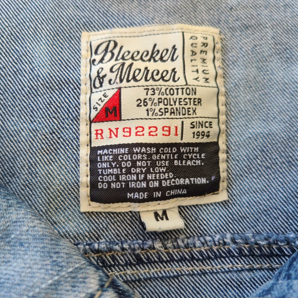 BLEECKER AND MERCER Acid Wash Blue Men’s Denim Jacket Size Medium (A3 ...