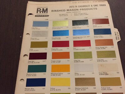 1973,1974, CHEVROLET PICKUP,ELCAMINO,GMC, ,PAINT CHIPS CHART | eBay