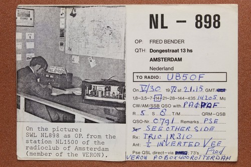 Radioclub AMSTERDAM Nederland Postcard with photo 1972 QSL NL - 898 Radio Card | eBay