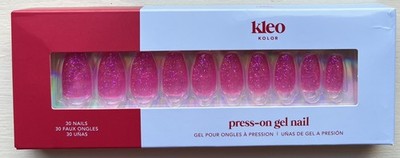 New Kleo Kolor Press-On Gel Nails 30-Pack~Bombshell Bright Pink Coffin ...