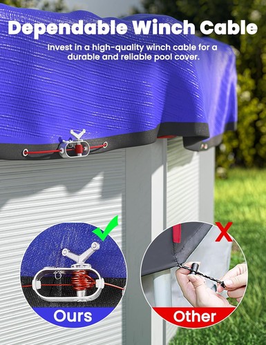 POOLHACKER Winter Pool Cover 15FT/18FT/21FT/24FT Round Above Ground - Round Pool | eBay