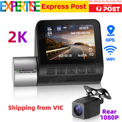 Dash Cam Car Video Recorder DVR Camera 170° Front 2K Rear 1080P Dual ...