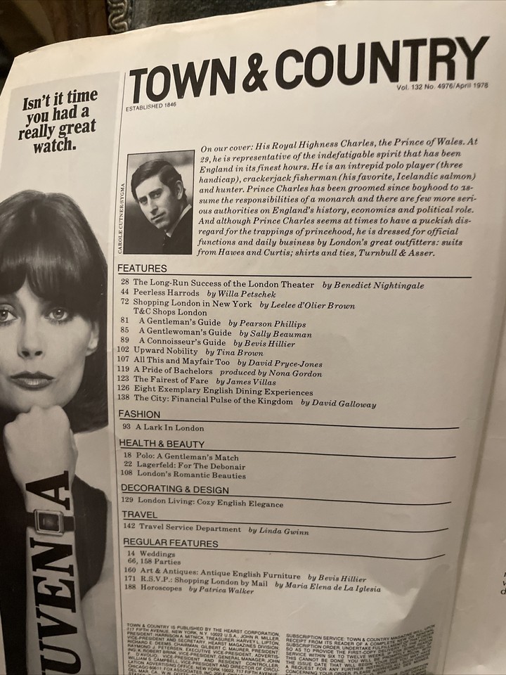 APRIL 1978 TOWN & COUNTRY MAGAZINE HRH PRINCE CHARLES, Charles III ...