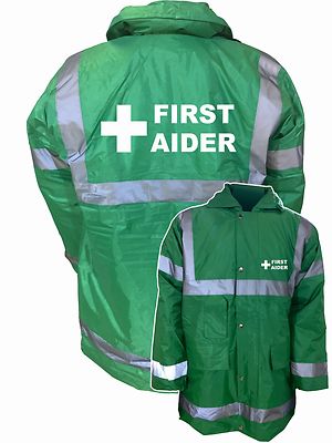 FIRST AIDER LIGHT GREEN HI VIS PARKA FIRST AID, DOCTOR AMBULANCE ...