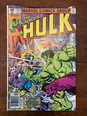Incredible Hulk 255 Hulk vs Thor Comic. Classic Cover. Newsstand! High ...