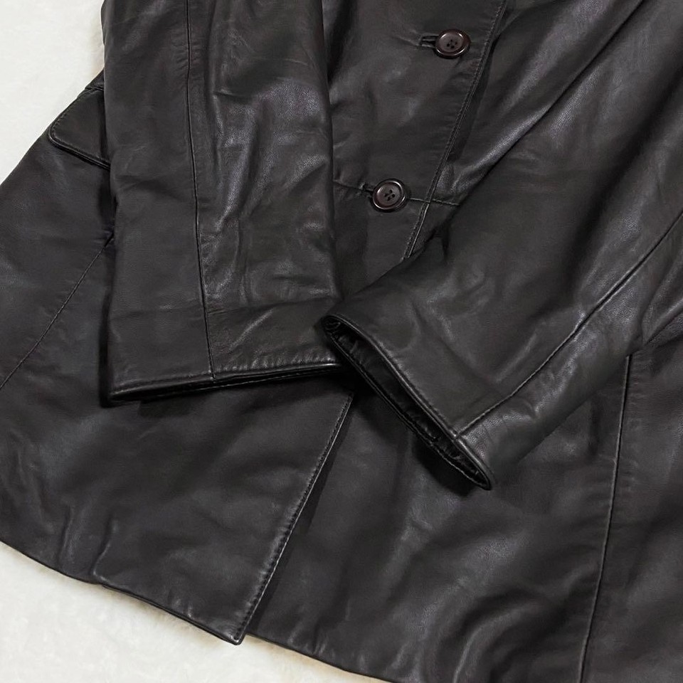 Real Leather Half Coat Dark Brown Approx. Size XS Authentic | eBay