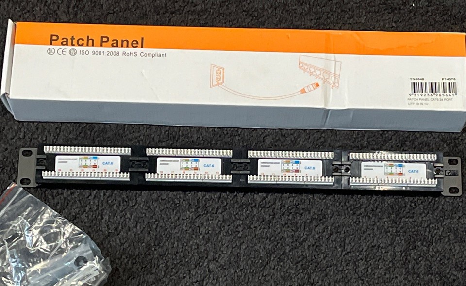 24 Port CAT 6 Data Network Patch Panel 19" Rack Mountable Brand New ...